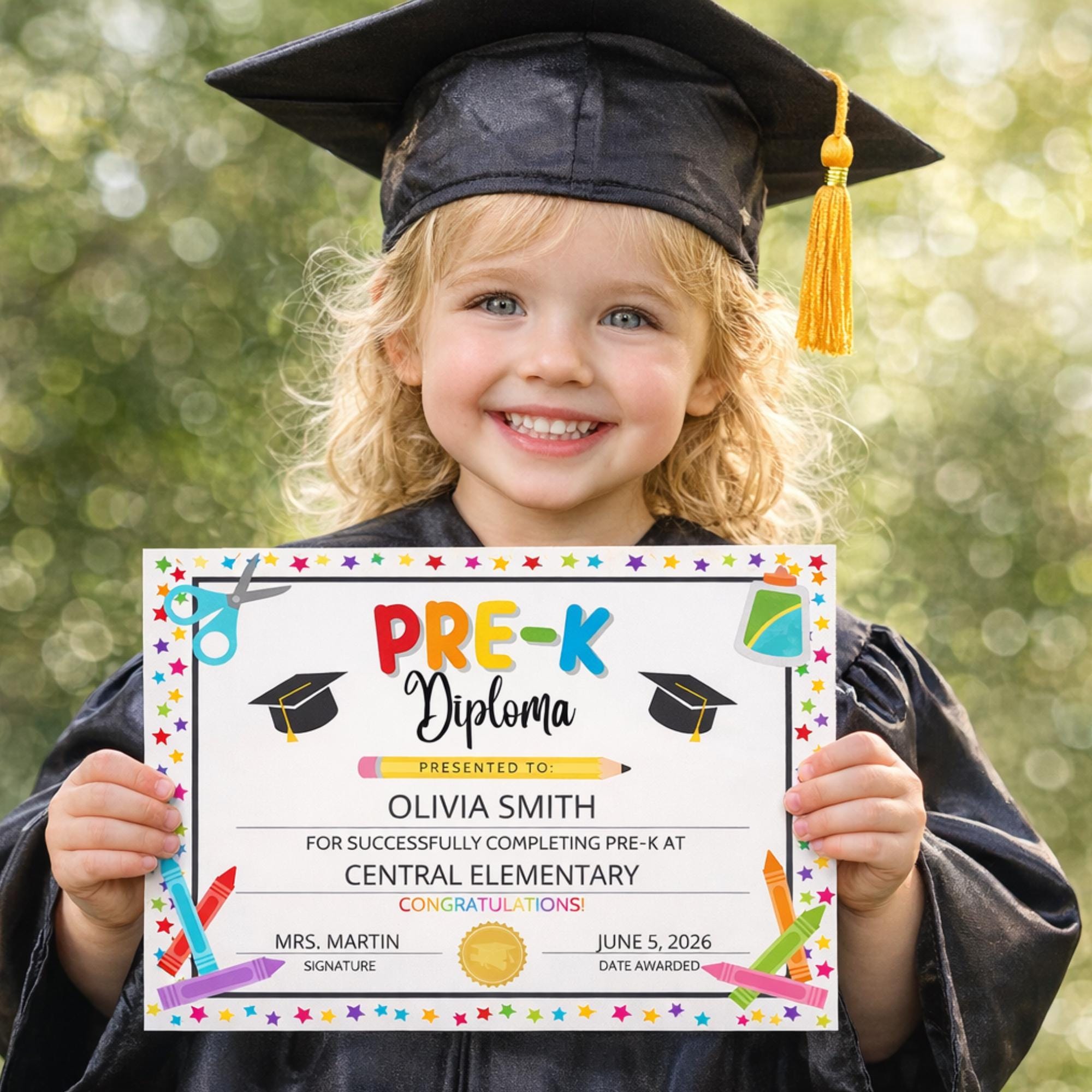 Editable Pre-k Graduation Diploma | Pre K Graduation Certificate ...