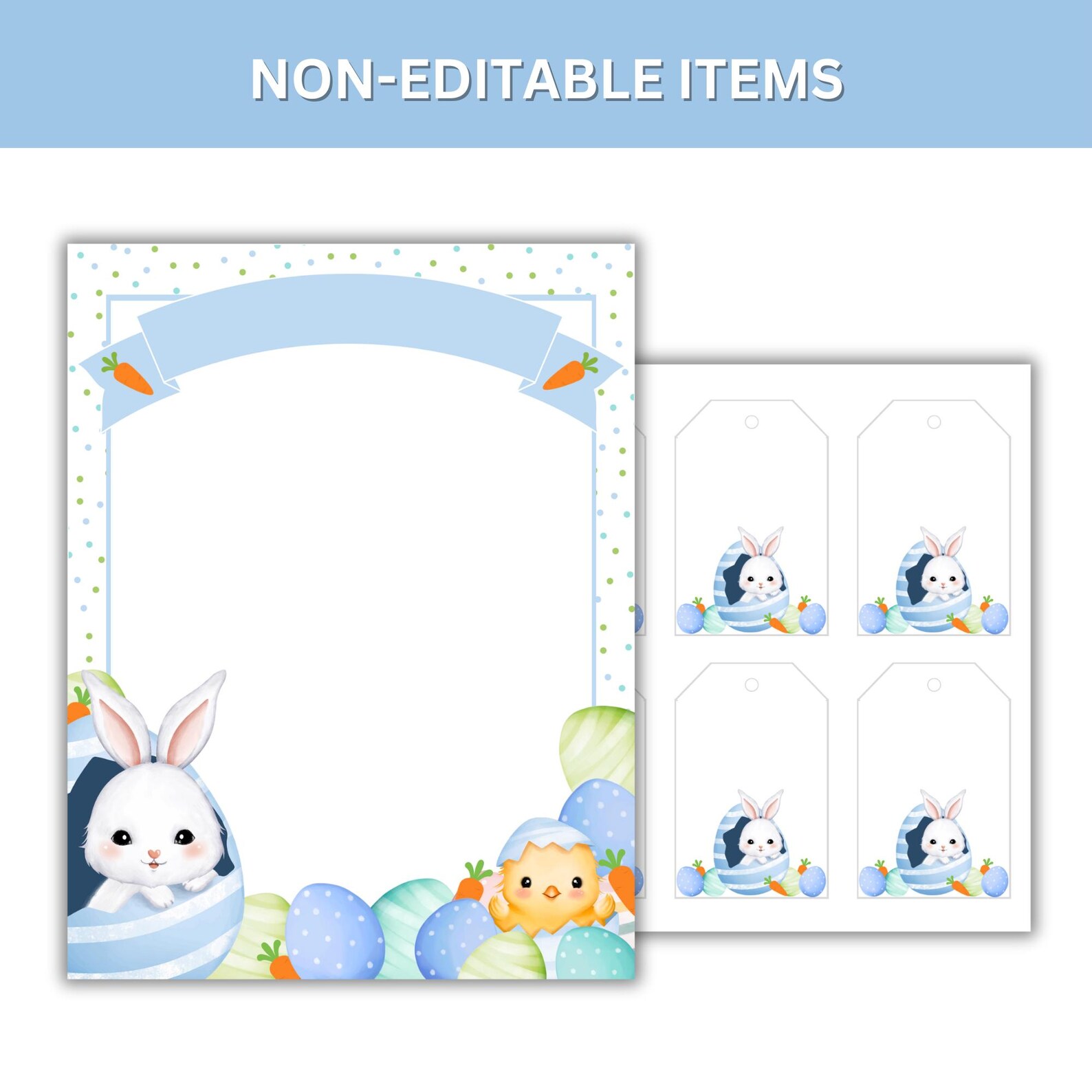 Editable Easter Bunny Letter & Gift Tag - Printable Canva Template (PDF ...