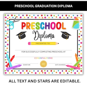 Editable Preschool Graduation Bundle, Invitation, Program, Diploma ...