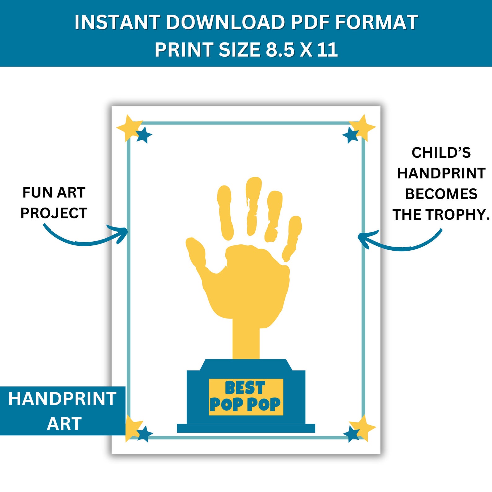 Pop Pop Father's Day Printables: Handprint Art, Certificate (PDF) - Etsy