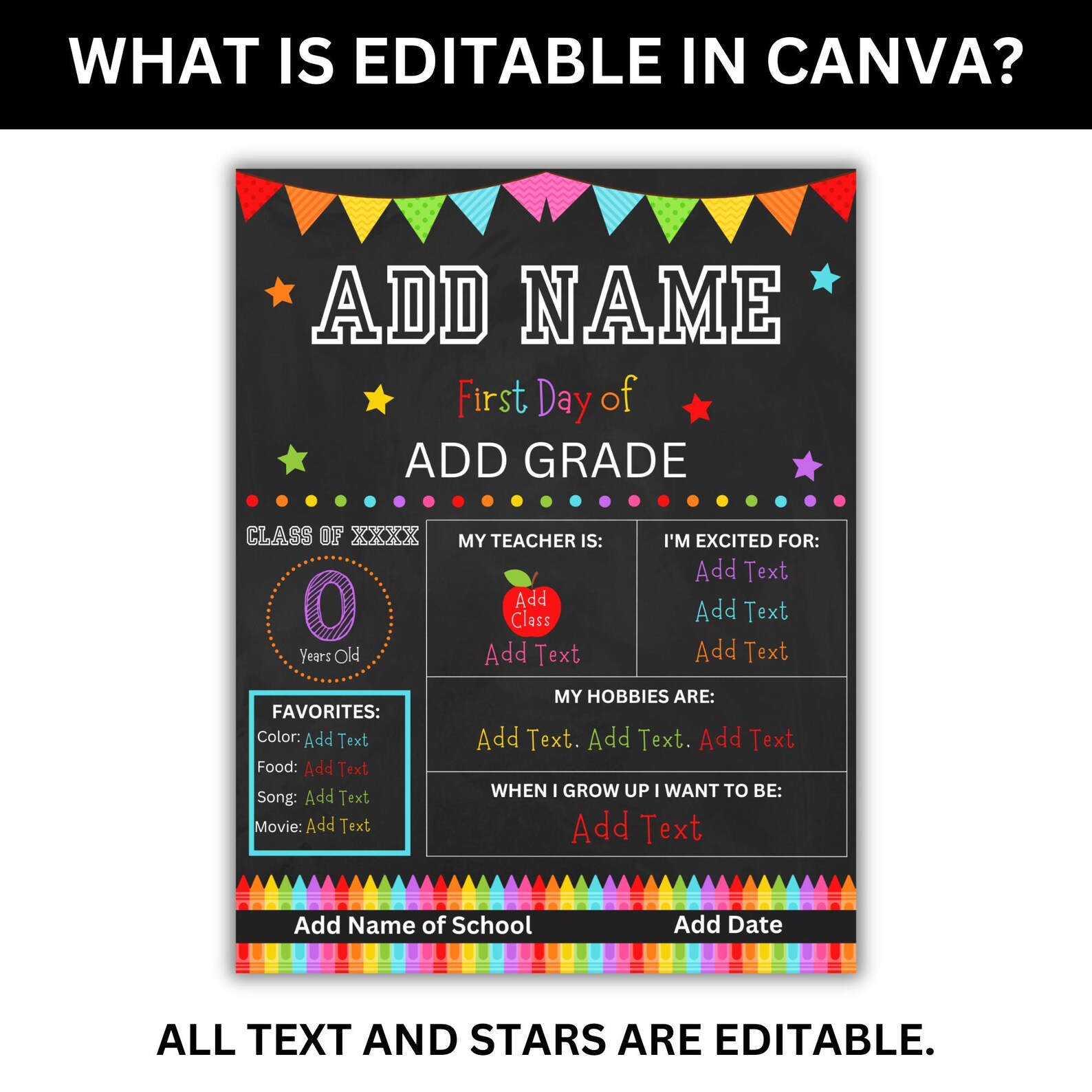 Editable First & Last Day of School Sign: Canva Template (digital ...