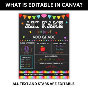 Editable First & Last Day of School Sign: Canva Template (digital ...