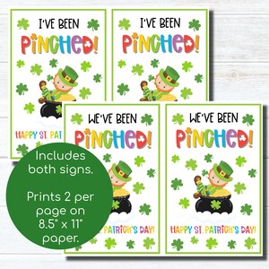 You've Been Pinched Signs St. Patrick's Day Games - Etsy