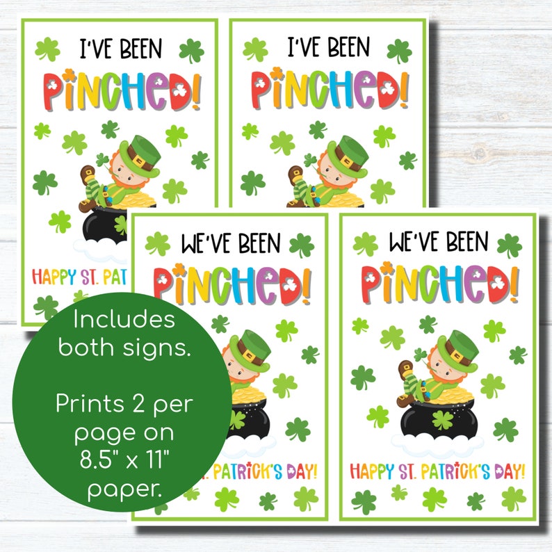 You've Been Pinched Signs St. Patrick's Day Games - Etsy