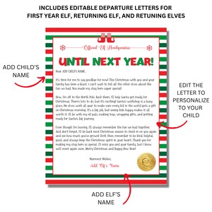 Elf Letter Bundle Arrival and Departure Letters, Santa Letter ...