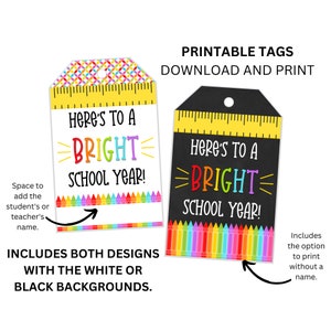 Here's to a Bright School Year Gift Tags Printable and Editable ...