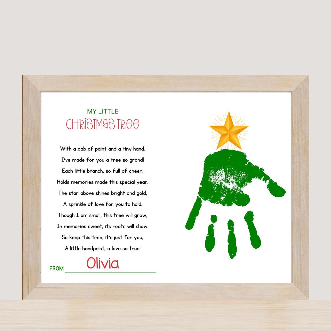 Christmas Tree Handprint Poem: DIY Holiday Keepsake (instant Download ...