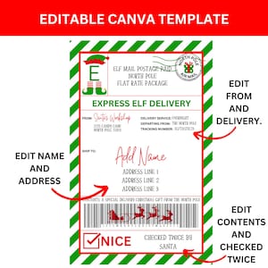 Elf Mail Printable Christmas Label, Santa Shipping Label, North Pole ...