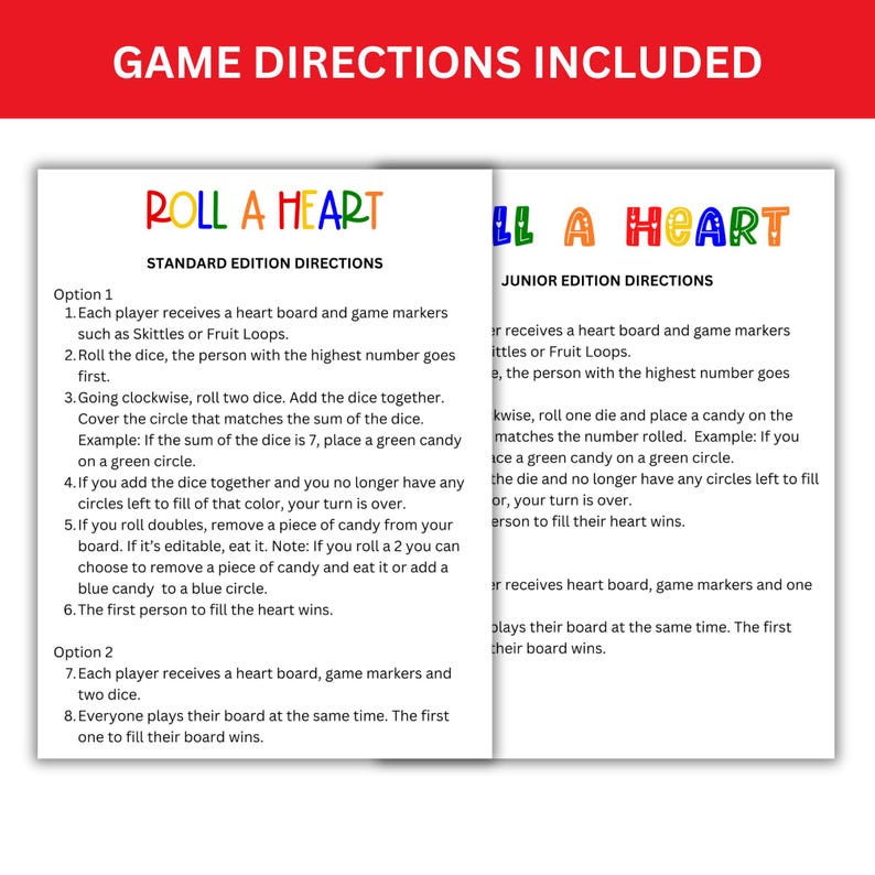 Roll a Heart Valentine Game | Printable Activity for Kids | Classroom ...