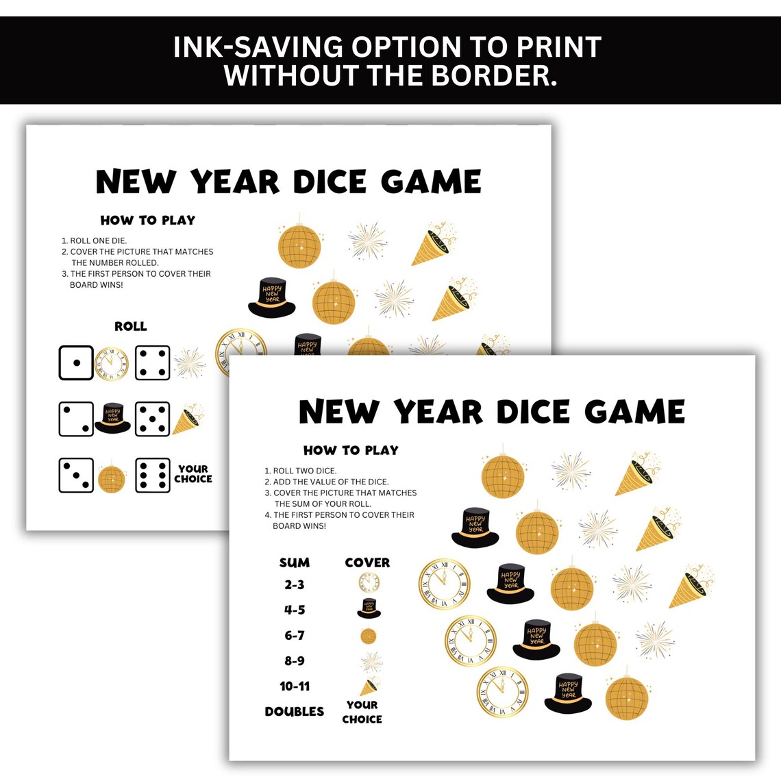 New Year's Eve Dice Game: Fun 2025 Kids Activity (instant Download PDF ...