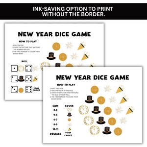 New Year's Eve Dice Game: Fun 2025 Kids Activity (instant Download PDF ...