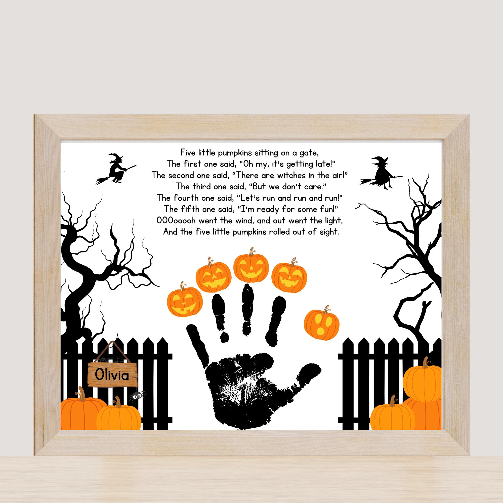Five Little Pumpkins Handprint Craft, Kids Halloween Halloween Poem ...