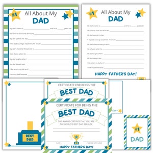 All About My Dad Printable Bundle - Father's Day Gift - Instant ...