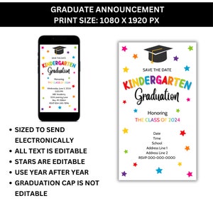 Kindergarten Graduation Invitation Graduation Ceremony Canva Editable ...