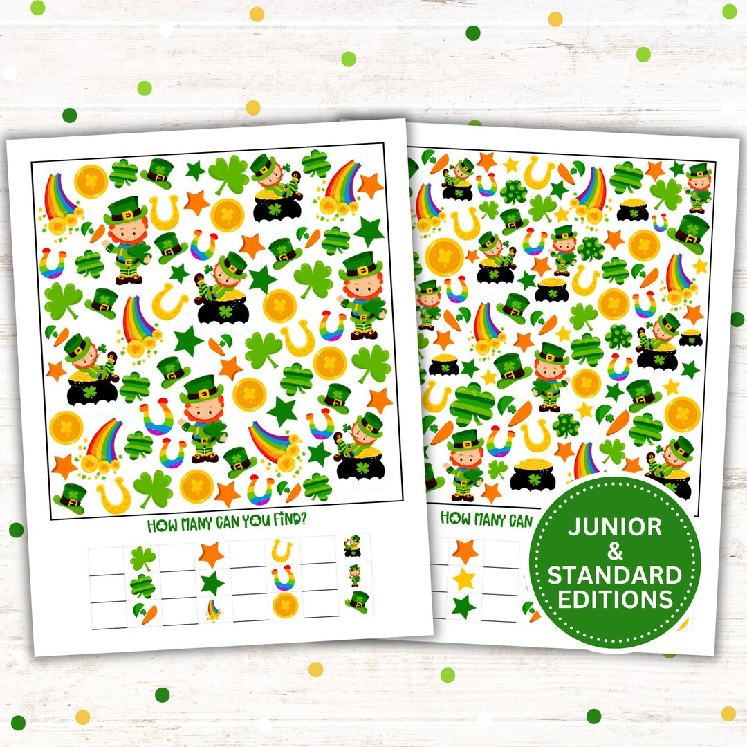 St. Patrick's Day Games Kids Leprechaun I Spy Instant Download PDF - Etsy