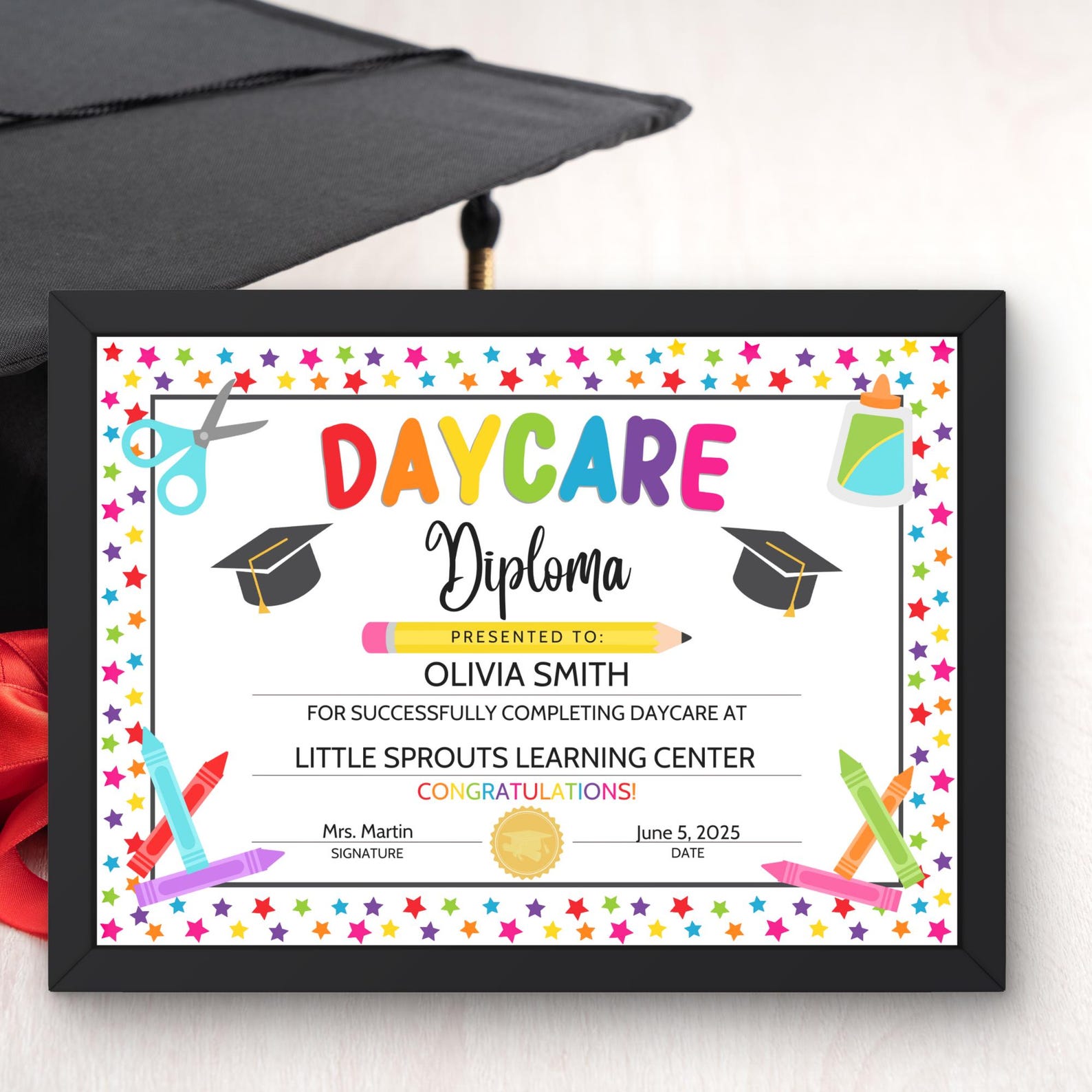 Daycare Graduation Diploma, Editable Daycare Certificate, Instant ...