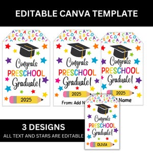 Preschool Graduation Tags, Graduation Party Favor Tags, Printable ...