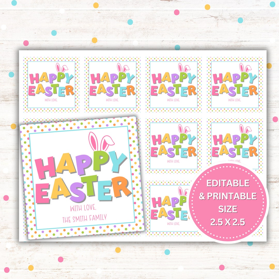 Happy Easter Printable & Editable Gift Tags - Prints 12 - Instant ...