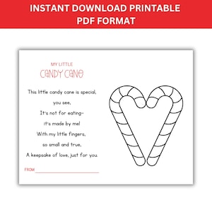 Candy Cane Poem Fingerprint Art: Holiday Keepsake Craft (instant ...