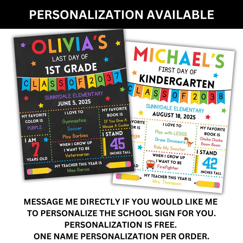Editable School Sign Template: First & Last Day Photo Prop (canva ...