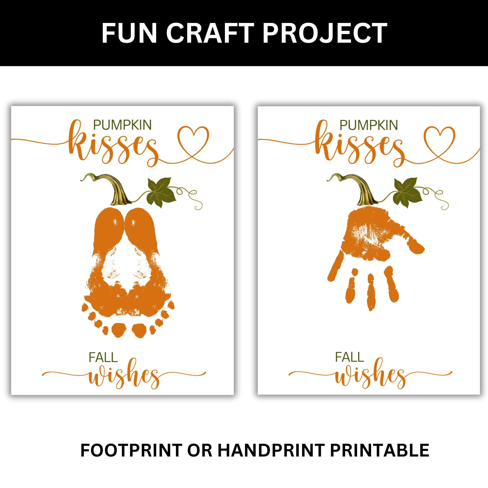 Pumpkin Kisses Fall Wishes Handprint Art Keepsake (PDF Download) - Etsy