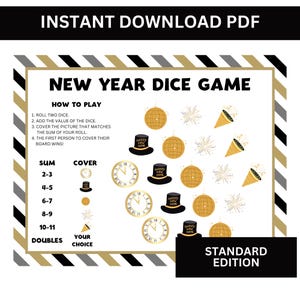 New Year Dice Game Printable | Fun 2025 Kids Game | New Year’s Eve ...
