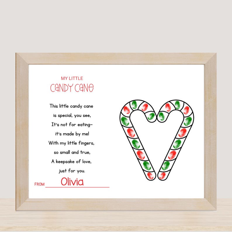 Candy Cane Poem Fingerprint Art: Holiday Keepsake Craft (instant ...