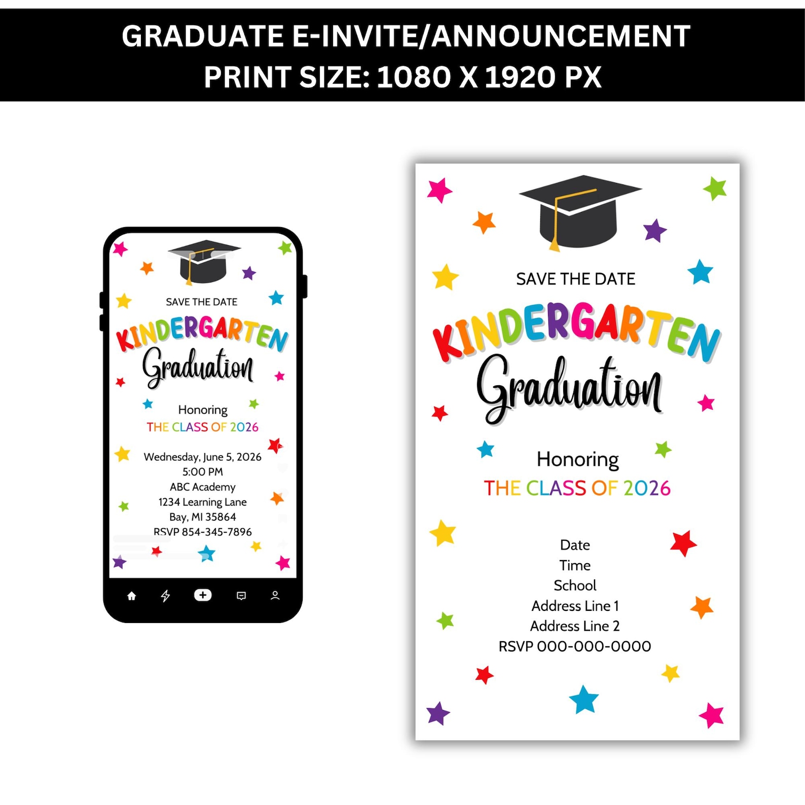 Kindergarten Graduation Bundle Editable Canva Template, Diploma ...
