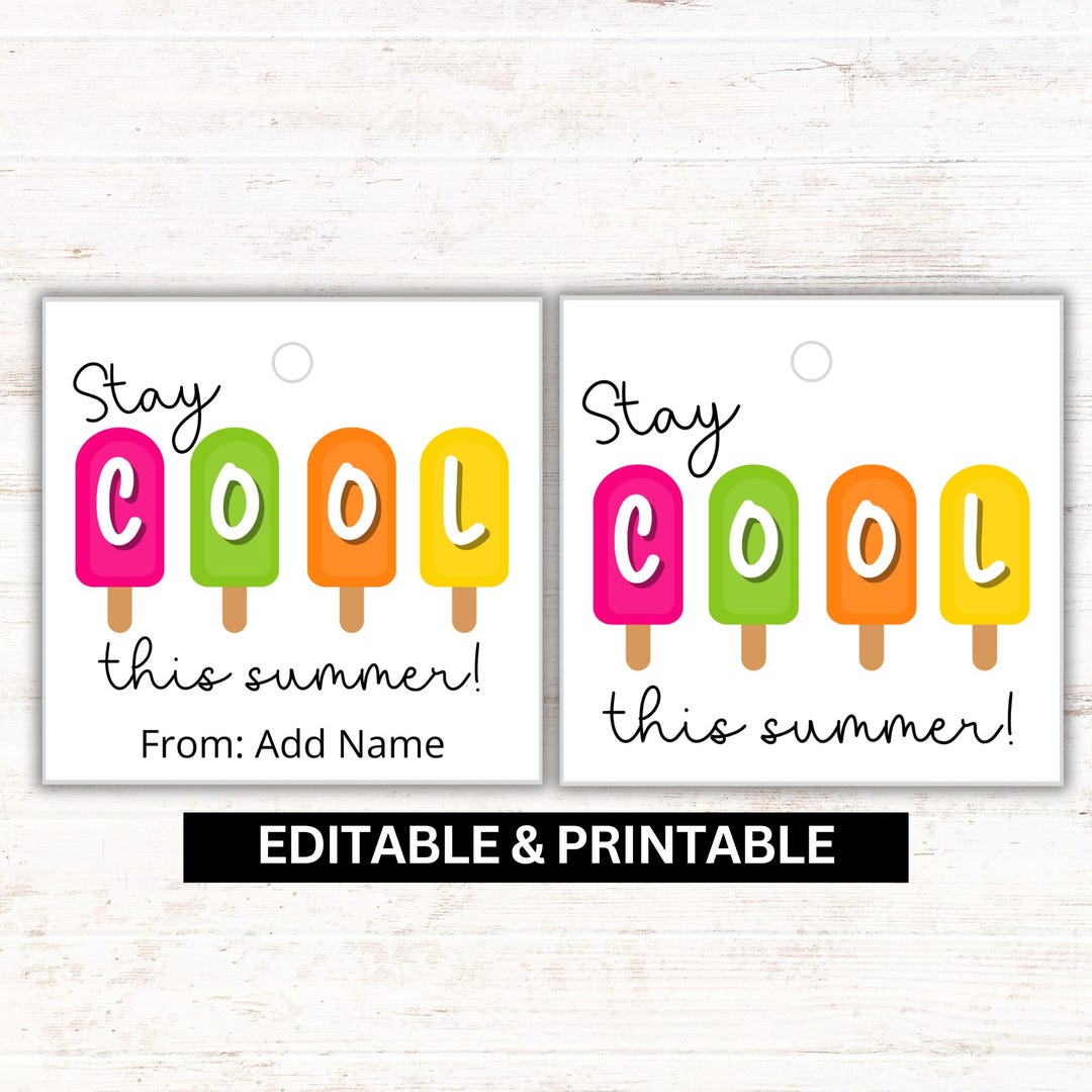 Printable Stay Cool This Summer Gift Tags - Editable Canva ...