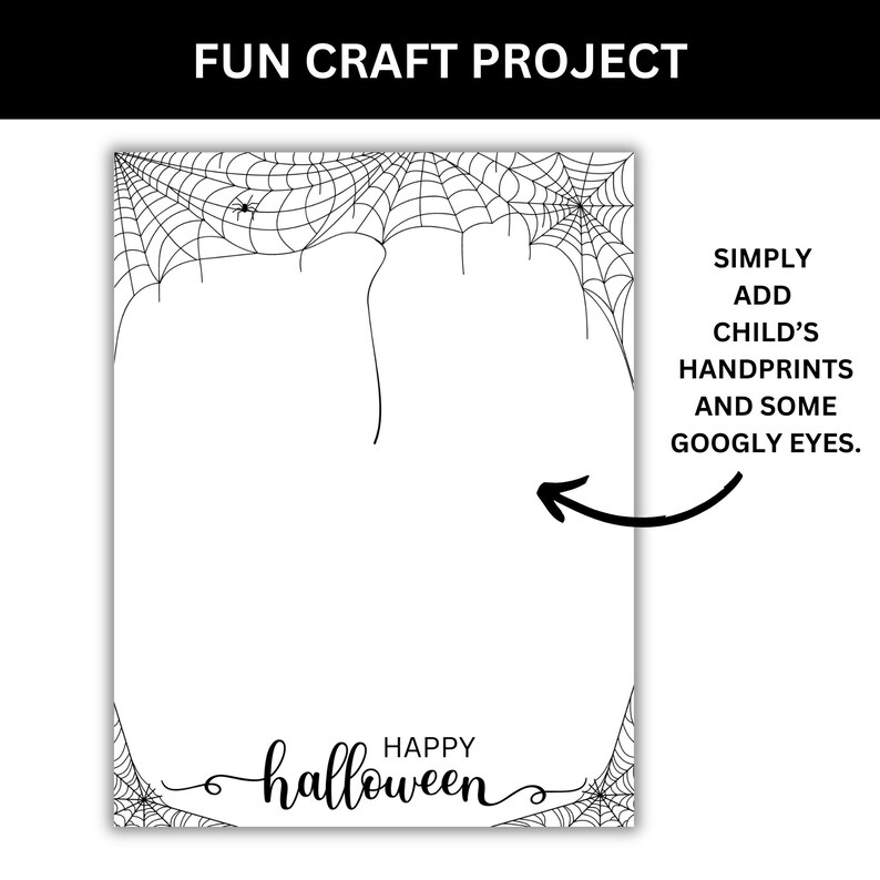 Spider Web Handprint Craft: Halloween Kids Activity (instant Download ...