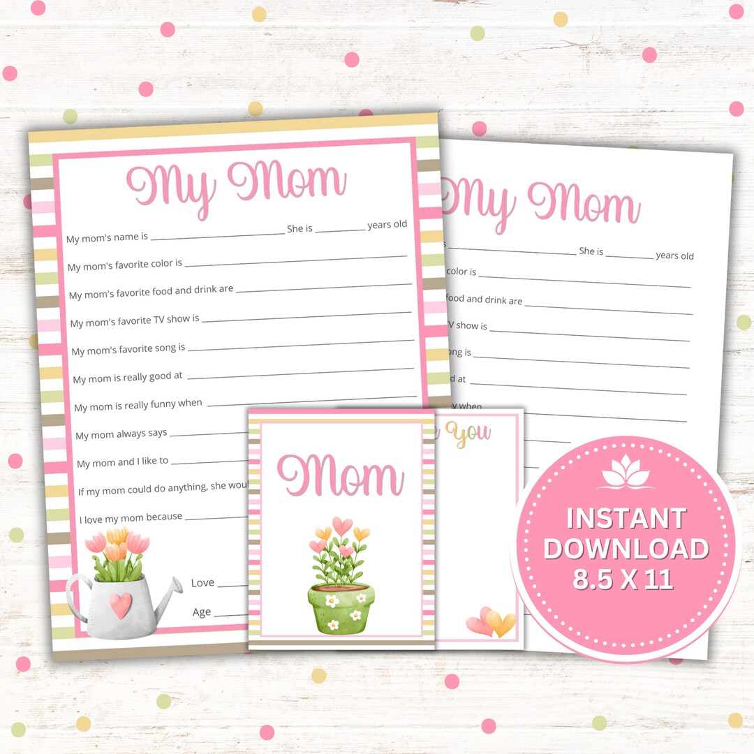 Mom Printable - Mother's Day Gift - Instant Download PDF - 8.5 X 11 ...