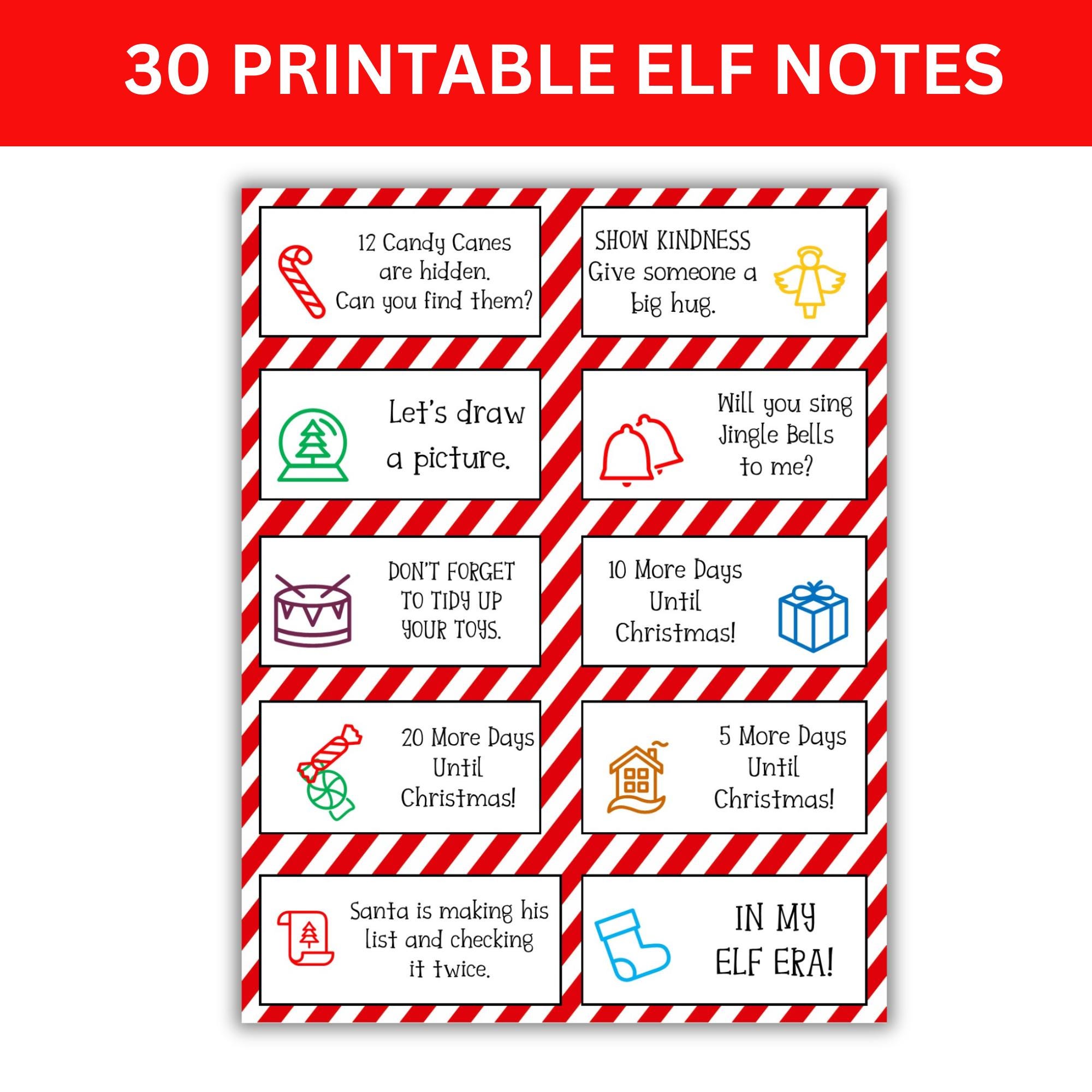 Printable 30 Elf Notes | Fun and Easy Elf Adventures - Etsy