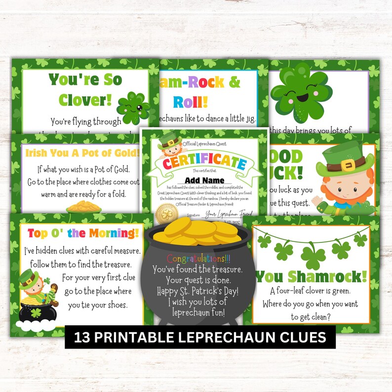 St. Patrick's Day Scavenger Hunt – Leprechaun Clues, Printable ...