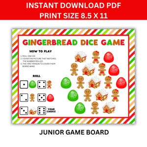 Gingerbread Dice Game Printable - Holiday Activity for Kids - Instant ...