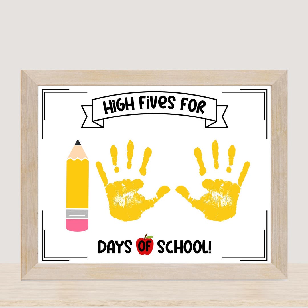 100th Day of School Handprint Craft Printable - "high Fives for 100 ...