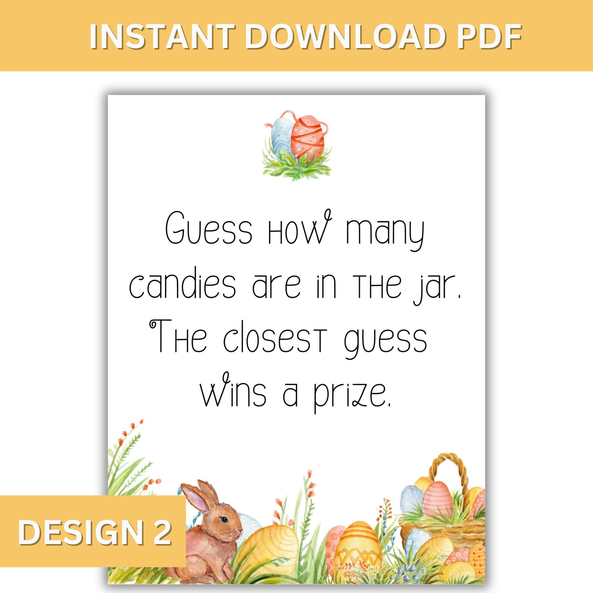 Easter Guessing Game: Candies in Jar, Easter Egg Hunt (instant Download ...