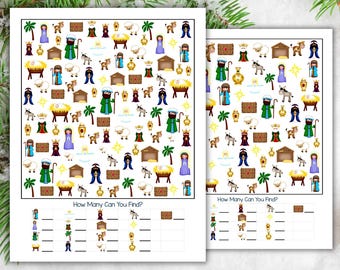NATIVITY SEEK IT Match Game, Christmas Printables, Party, Family Game ...
