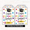 Kindergarten Graduation Gift Tag Template, Printable Congratulations ...