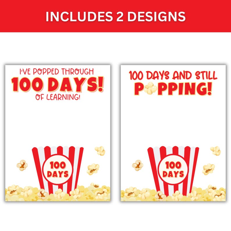 100th Day of School Handprint Craft | Popcorn Handprint Printable ...