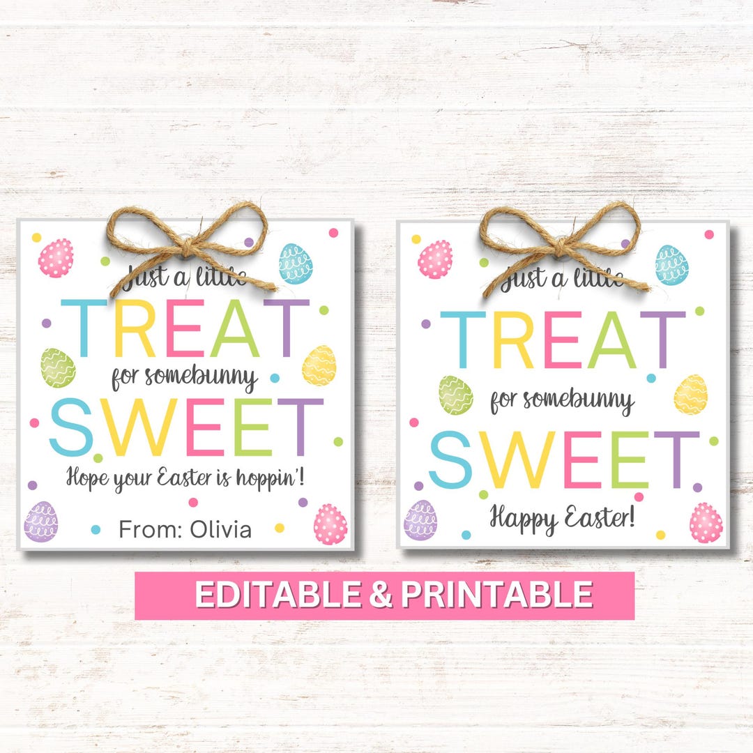 Easter Treat Tags, Editable Canva and PDF, Instant Download, Somebunny ...