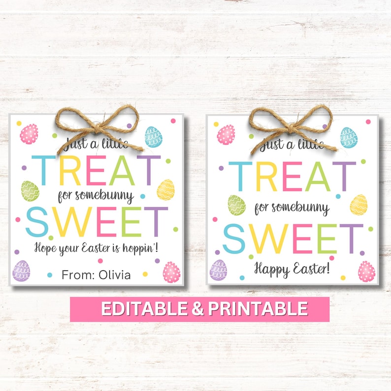Easter Treat Tags, Editable Canva and PDF, Instant Download, Somebunny ...