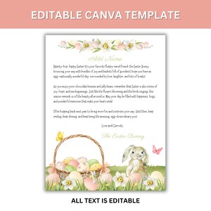 Easter Bunny Letter & Gift Tag: Printable Canva Template (PDF) - Etsy