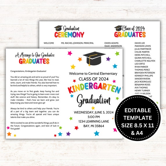 Kindergarten Graduation Program Template Kindergarten Graduation