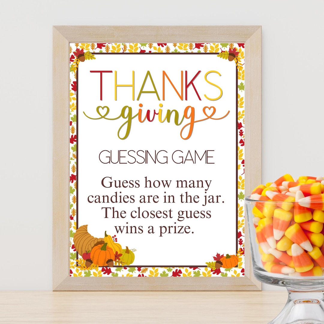 Thanksgiving Guessing Game Printable, Candy Jar Activity, Fall Harvest ...