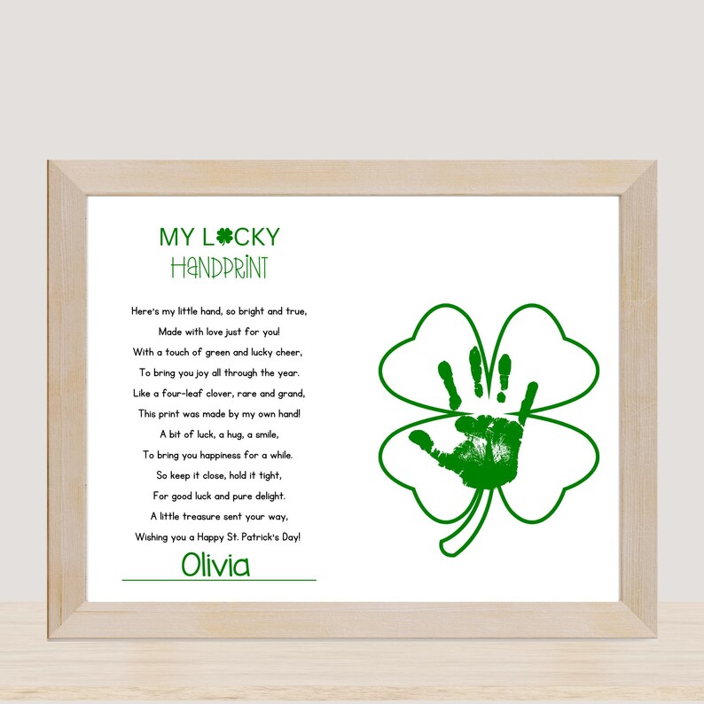 St. Patrick's Day Handprint Craft: Four-leaf Clover Poem (instant ...