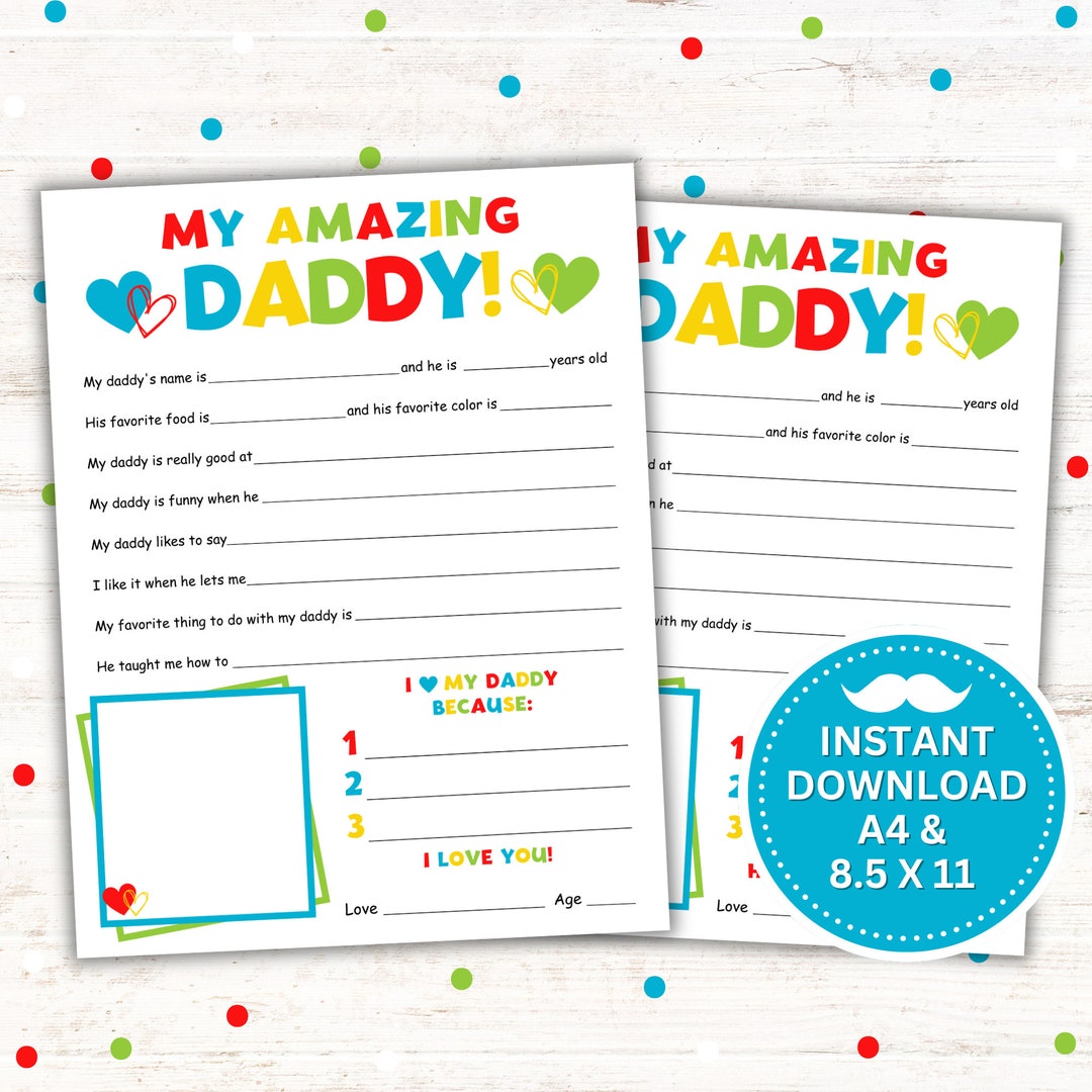 My Amazing Daddy Printable, Father's Day Gift, Birthday Gift for Daddy ...