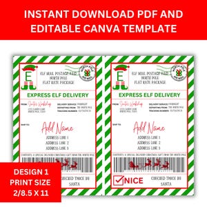 Elf Mail Printable Christmas Label, Santa Shipping Label, North Pole ...