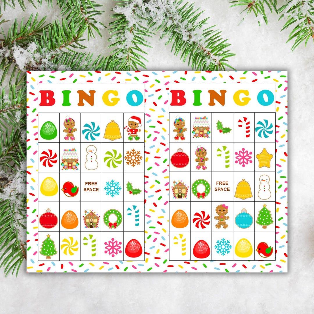 Gingerbread Bingo Game | Printable Holiday Bingo Cards | Christmas ...