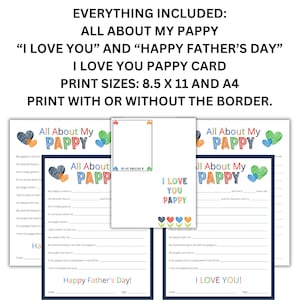 Father's Day Gift All About My Pappy Printable, Pappy Birthday Gift ...