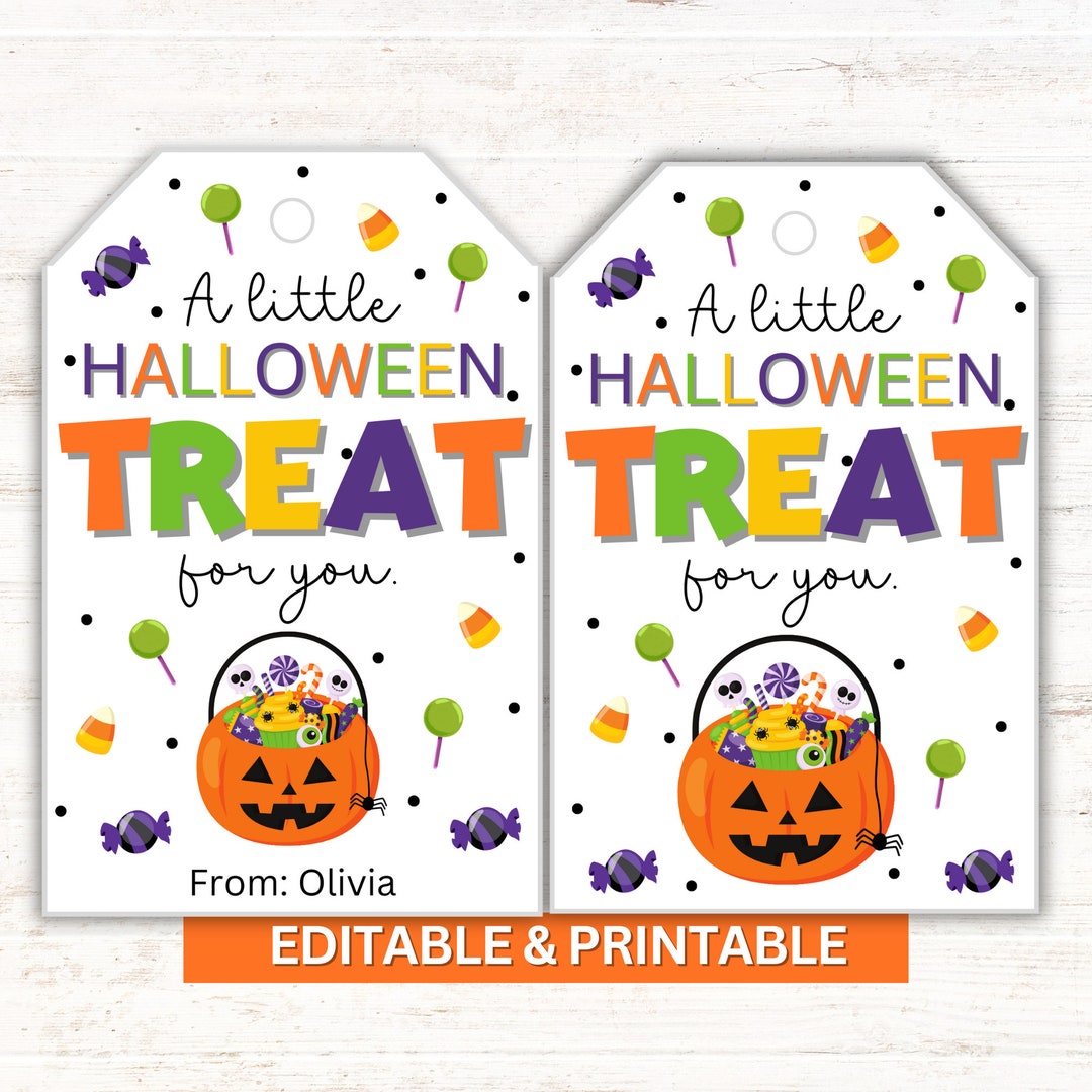 Editable Halloween Gift Tag | A Little Halloween Treat for You ...